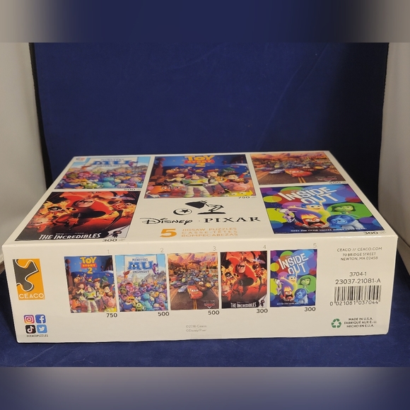 ceaco | Games | Disney Pixar Jigsaw Puzzle 5 Pack Cars Toy Story Mu ...